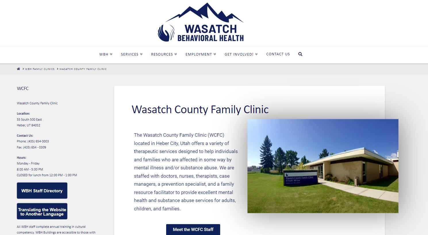 WCFC Screenshot Page - Wasatch Behavioral Health